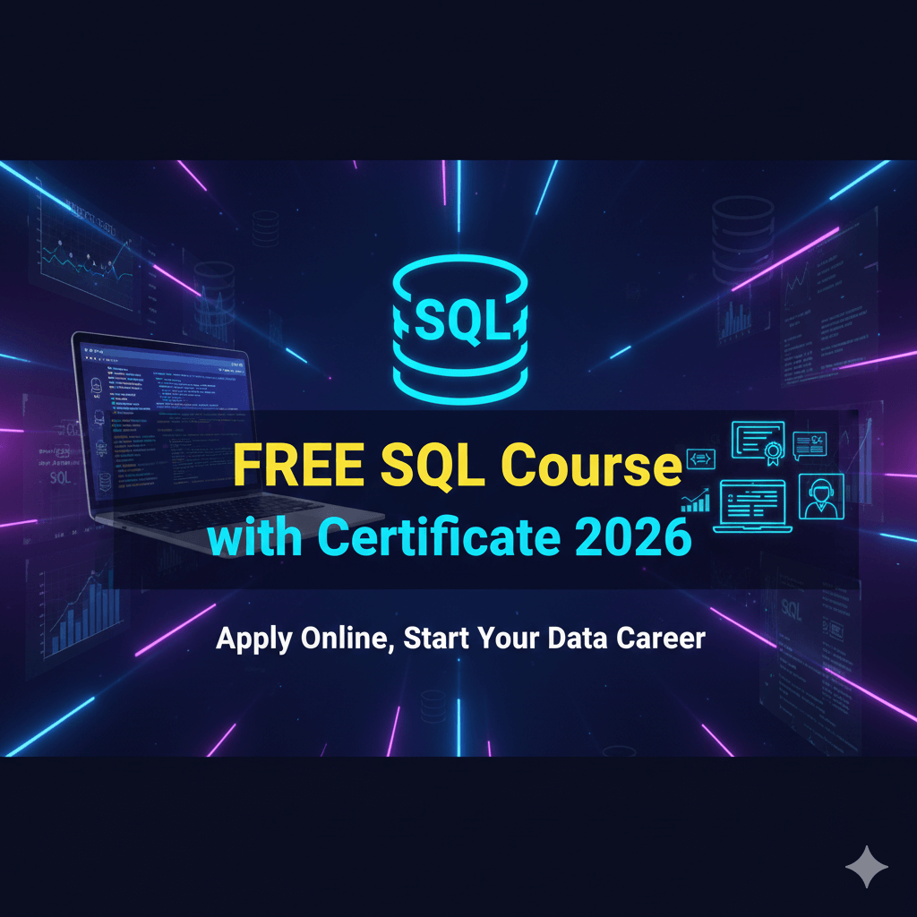 FREE SQL Course with Certificate 2026: Apply Online, Start Your Data Career